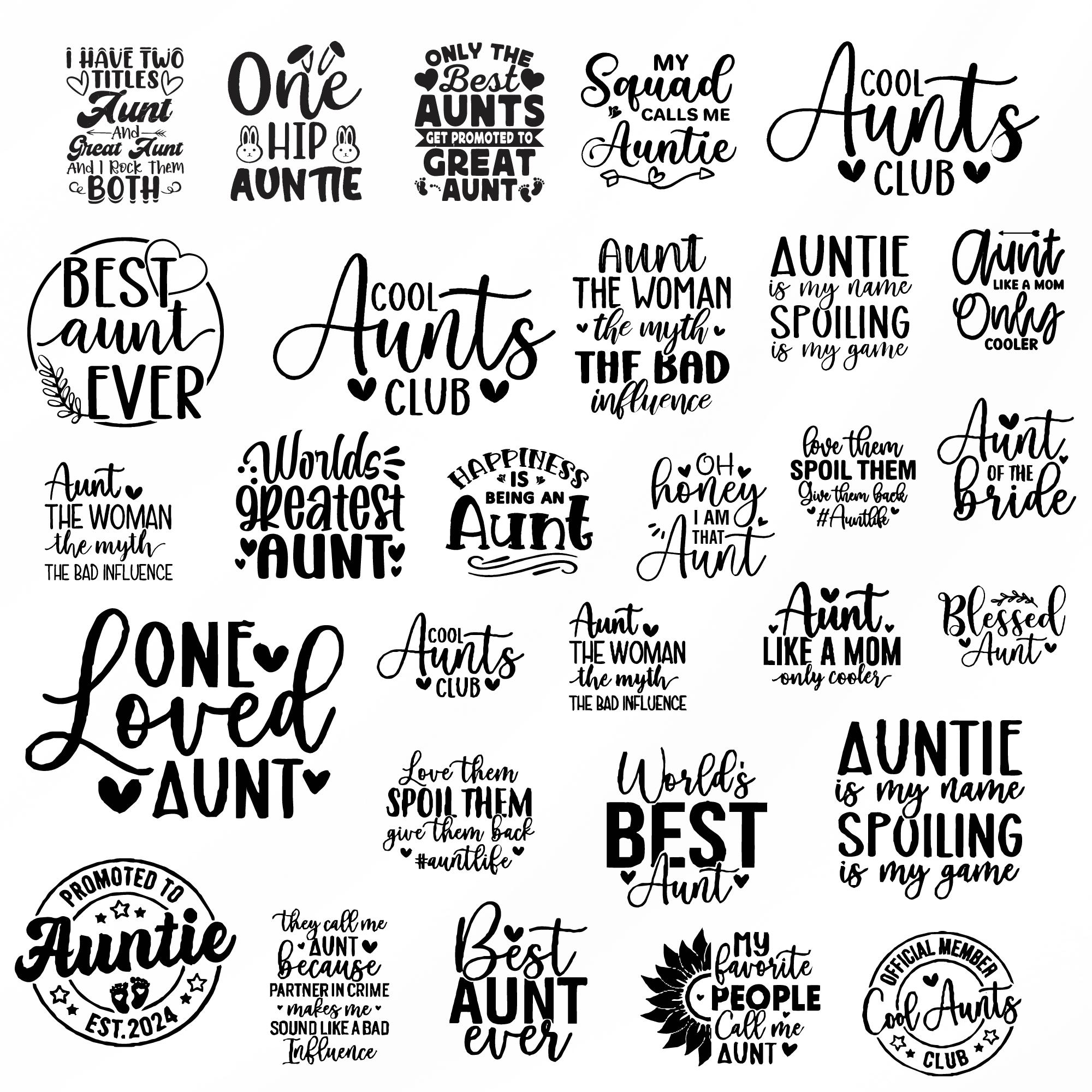 Aunt Svg Bundle, Aunt Clipart for Cricut, Auntie Quotes Silhouette ...