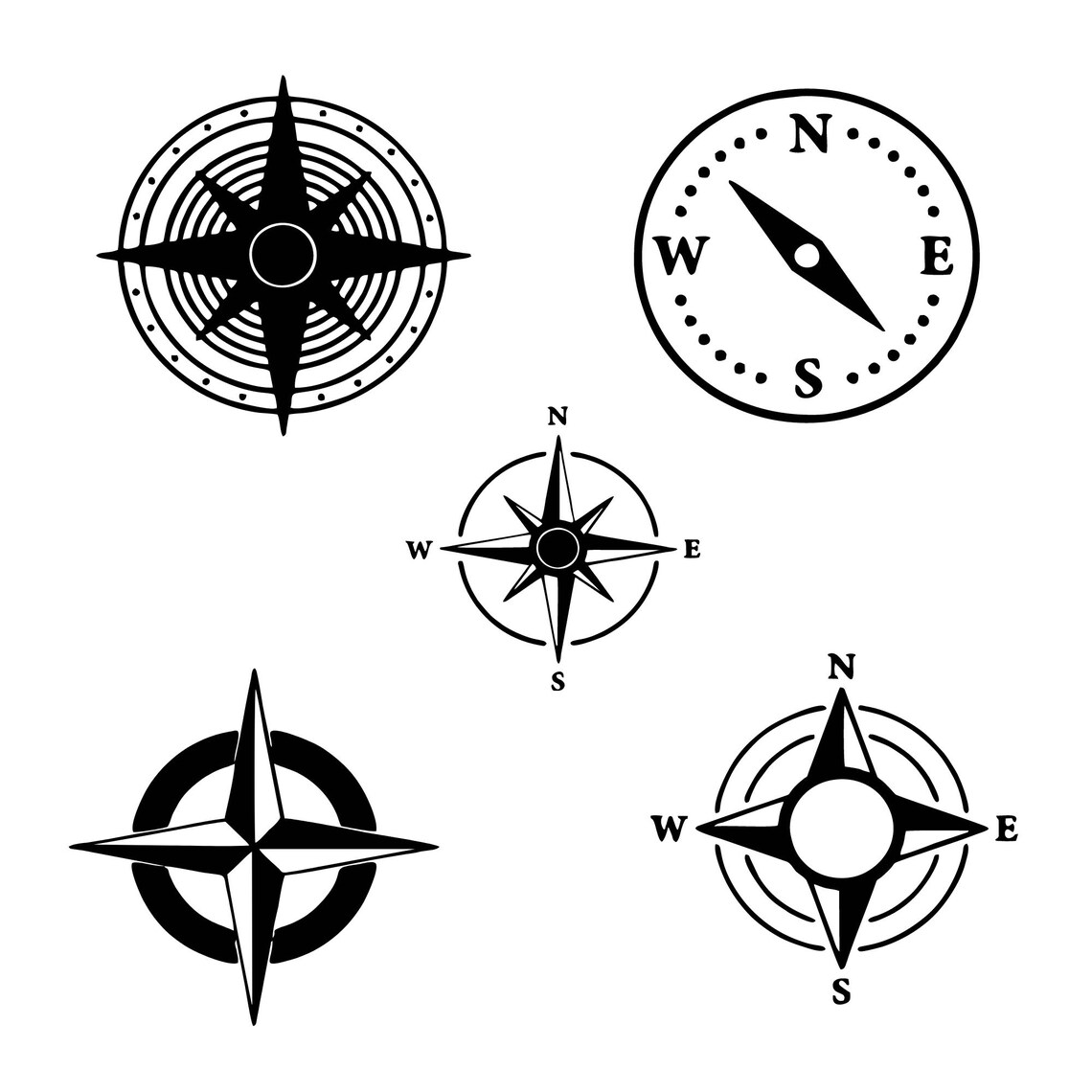 Compass Svg Bundle, Compass Clipart for Cricut, Nautical Silhouette ...