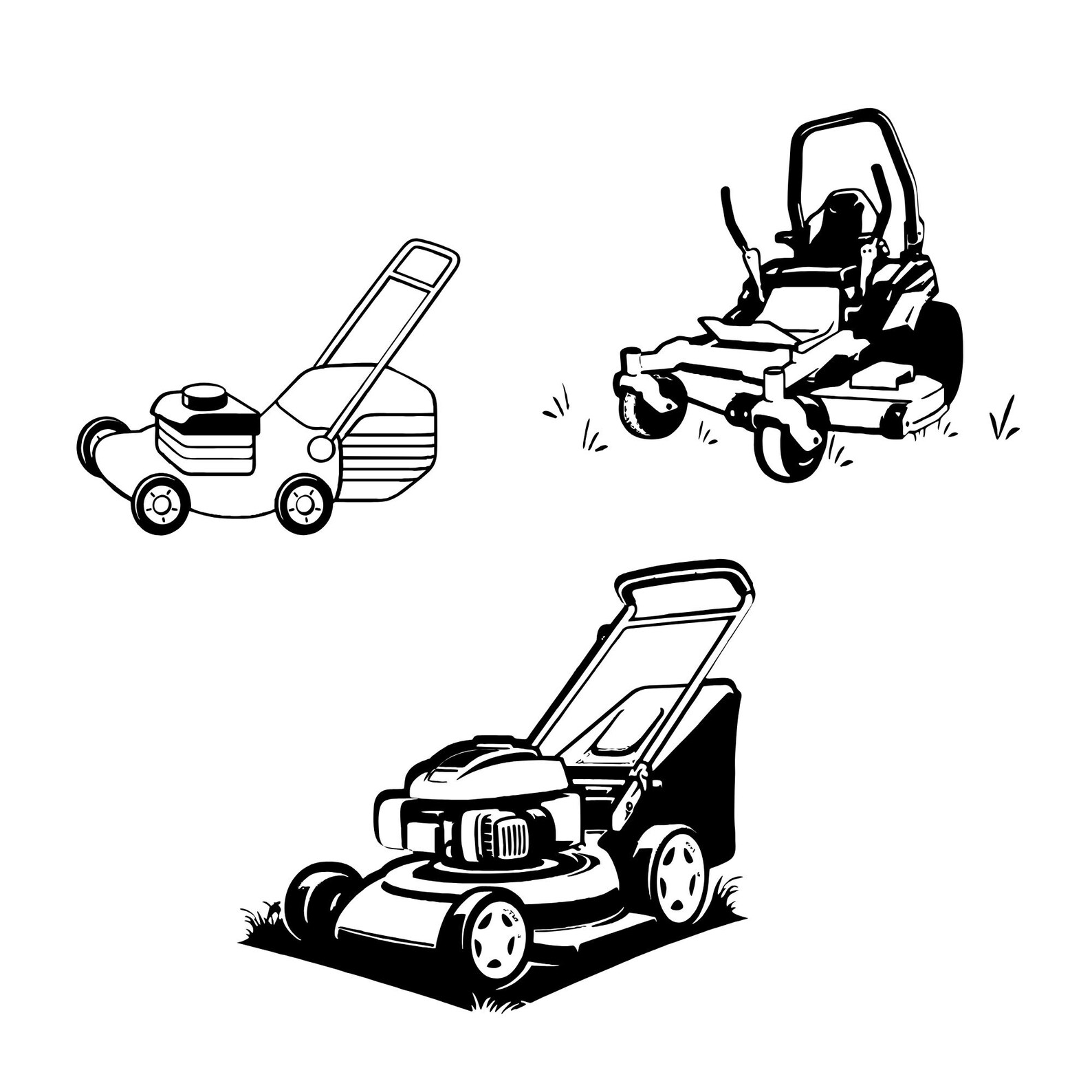 Lawn Mower Svg Bundle, Gardening Clipart, Grass Vector, Tools Decal ...