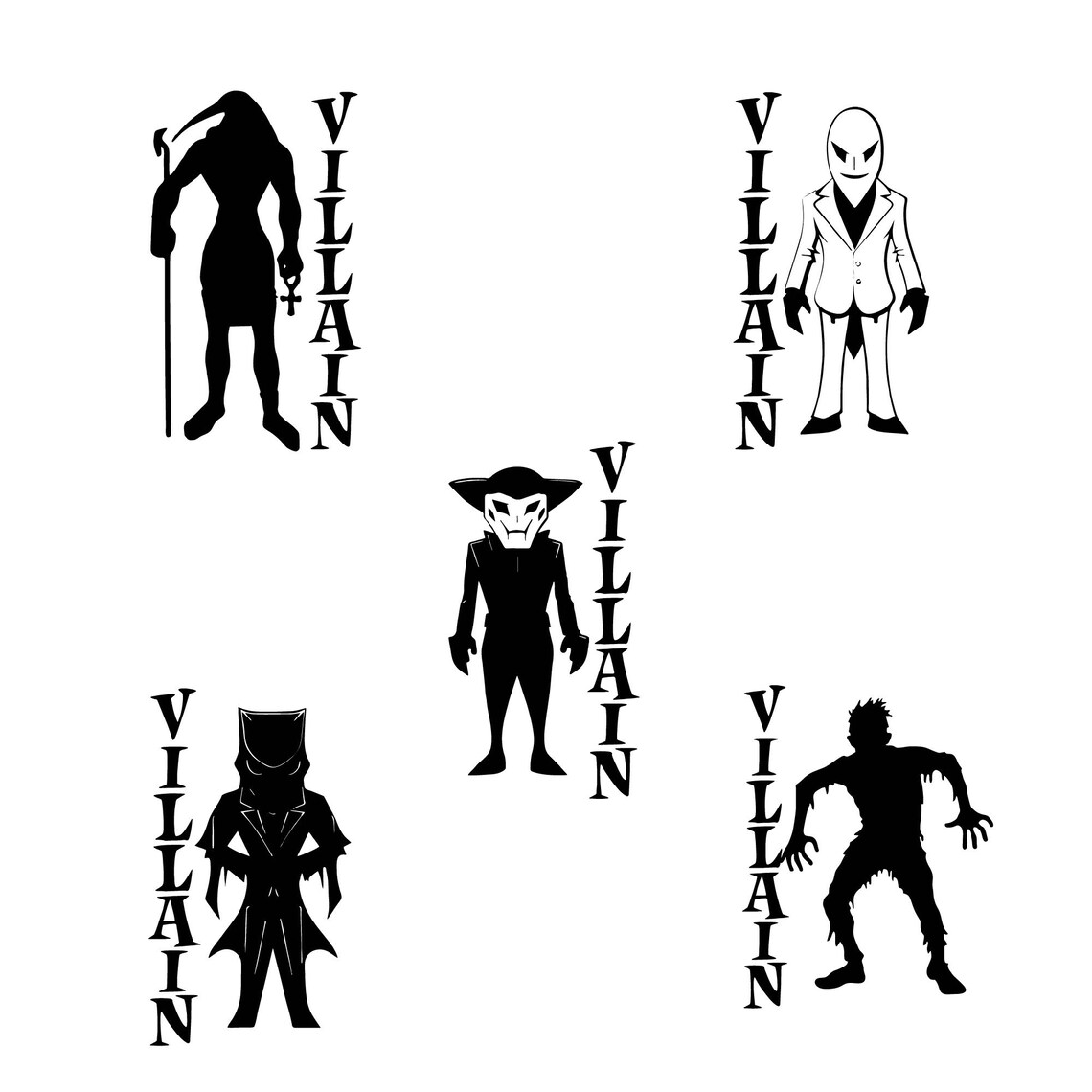 Villains Svg Bundle, Villains Clipart for Cricut, Villains Silhouette ...