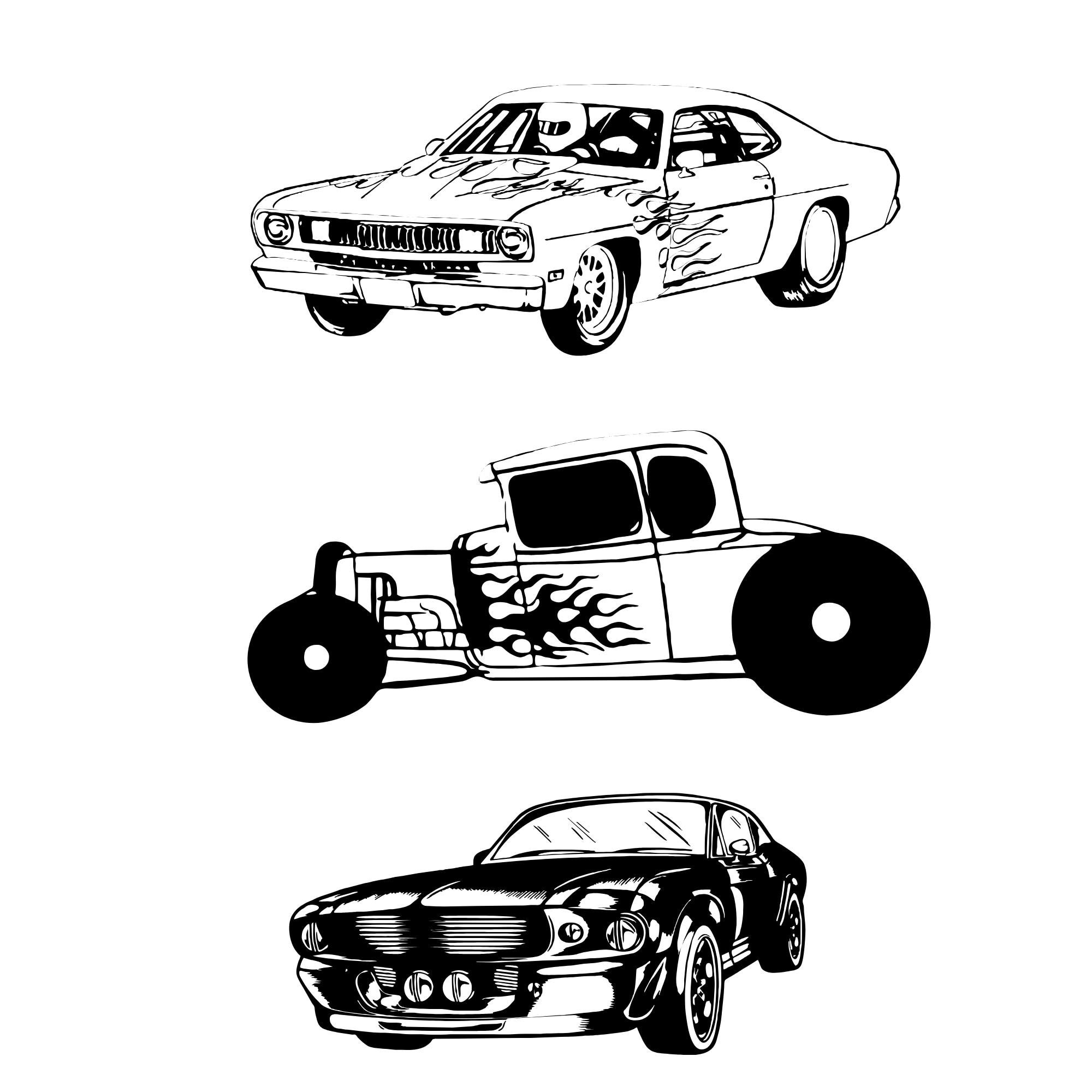 Hot Rod Svg Bundle, Hot Rod Clipart, Classic Car Vector, Vintage Car ...