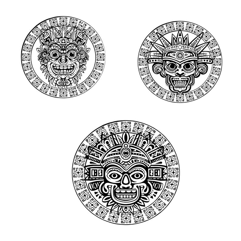 Aztec Svg Bundle, Aztec Clipart, Intricate Aztec Vector, Ancient Tribal ...