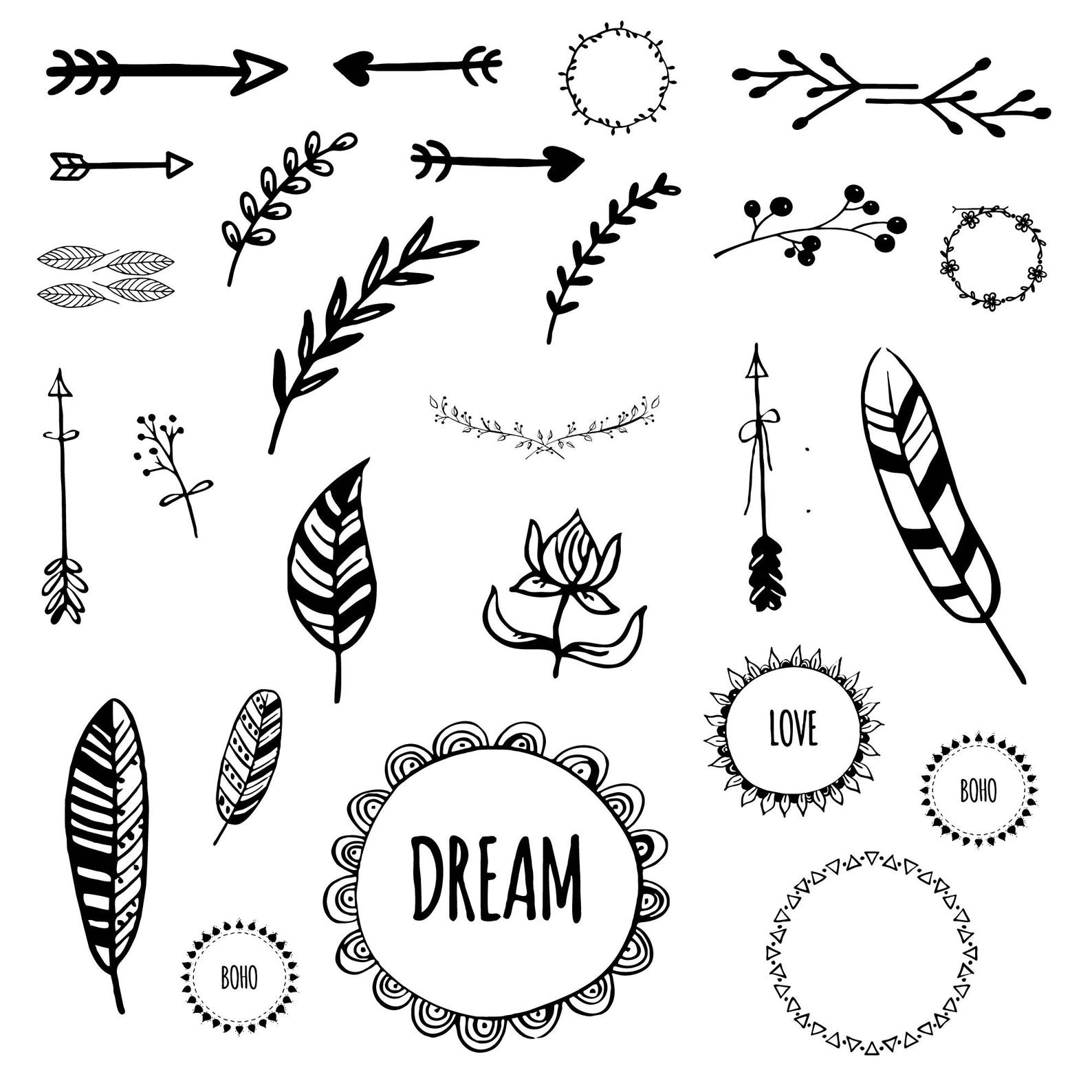 Boho Svg Bundle, Abstract Clipart for Cricut, Boho Vector, Boho Decal ...