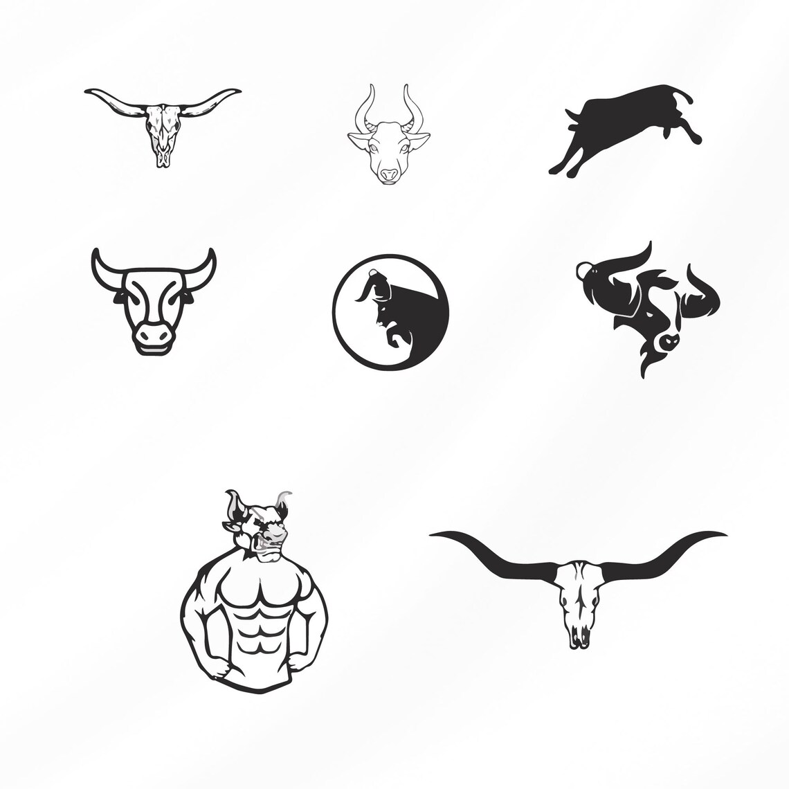Bull Svg Bundle, Bull Head Clipart for Cricut, Bull Silhouette, Farm ...