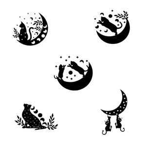 Cat and Moon Svg Bundle, Mystical Clipart for Cricut, Witchy Cat Vector ...