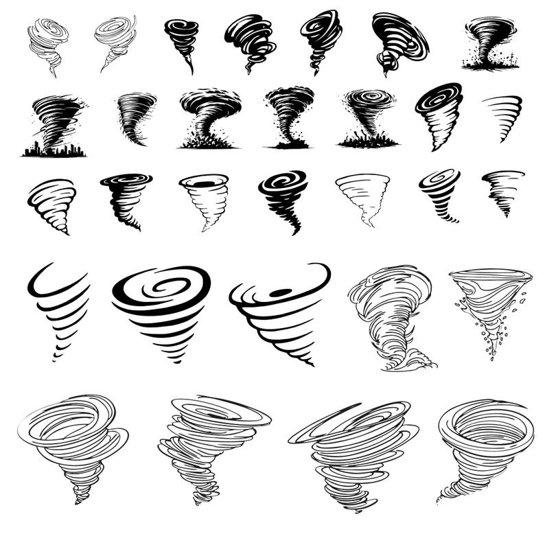 Tornado Svg Bundle, Tornado Clipart for Cricut, Strom Silhouette ...