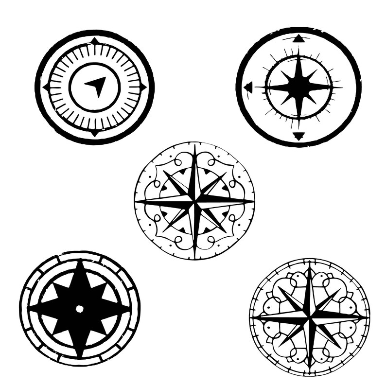 Compass Svg Bundle, Compass Clipart for Cricut, Nautical Silhouette ...