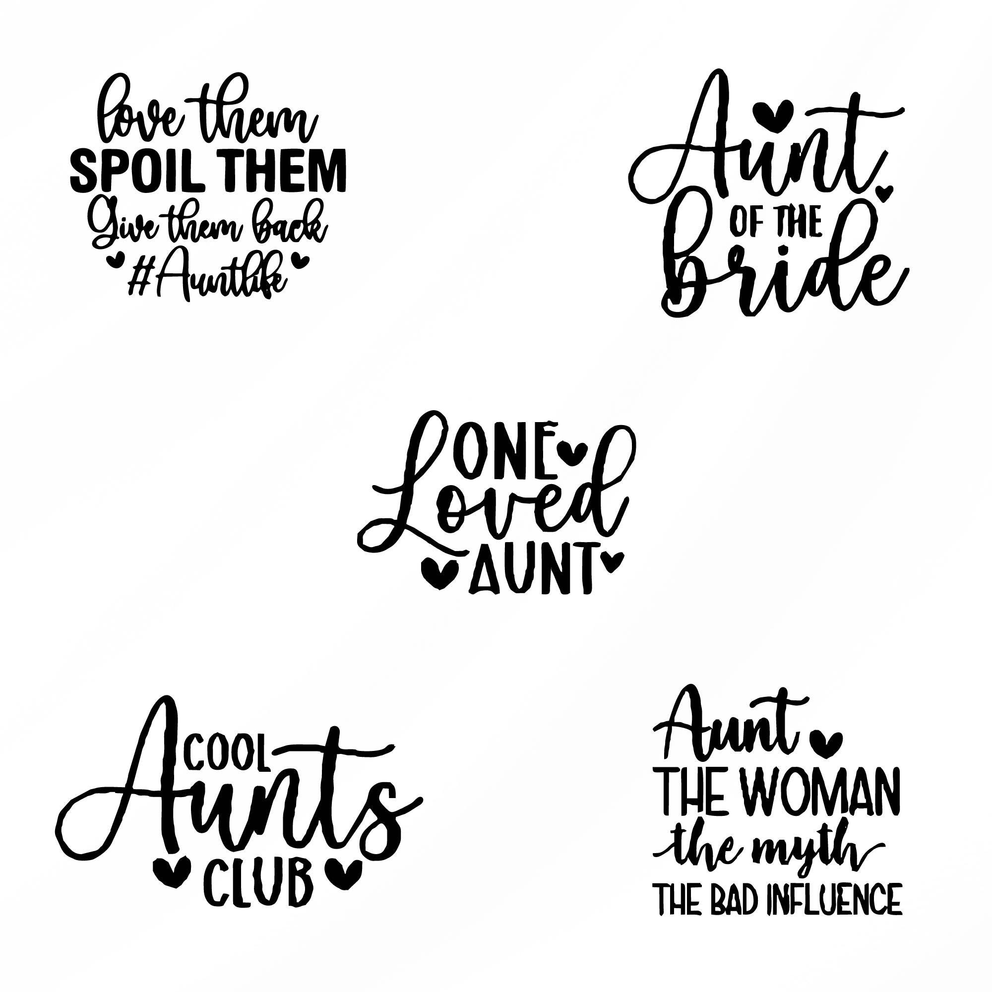 Aunt Svg Bundle, Aunt Clipart for Cricut, Auntie Quotes Silhouette ...