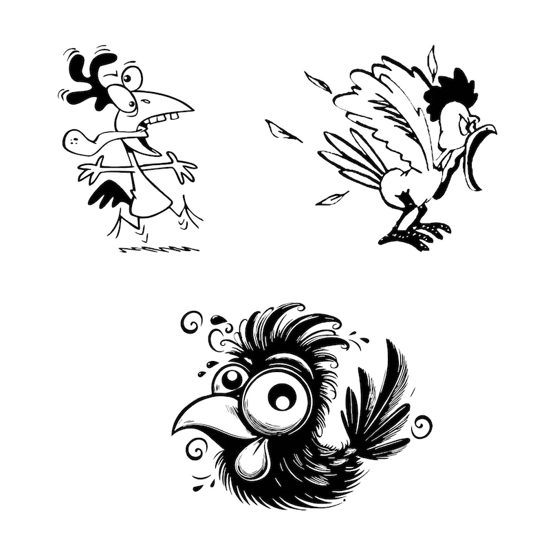 Chicken Svg Bundle, Crazy Chicken Clipart, Funny Chicken Vector, Chick ...