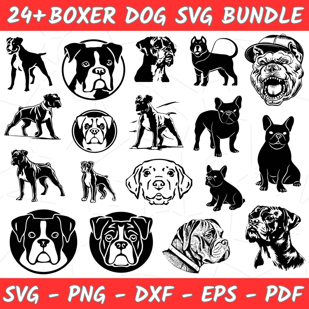 Boxer Dog SVG Bundle, Boxer Dog Designs, Boxer Dog Clipart, Dog Lover ...