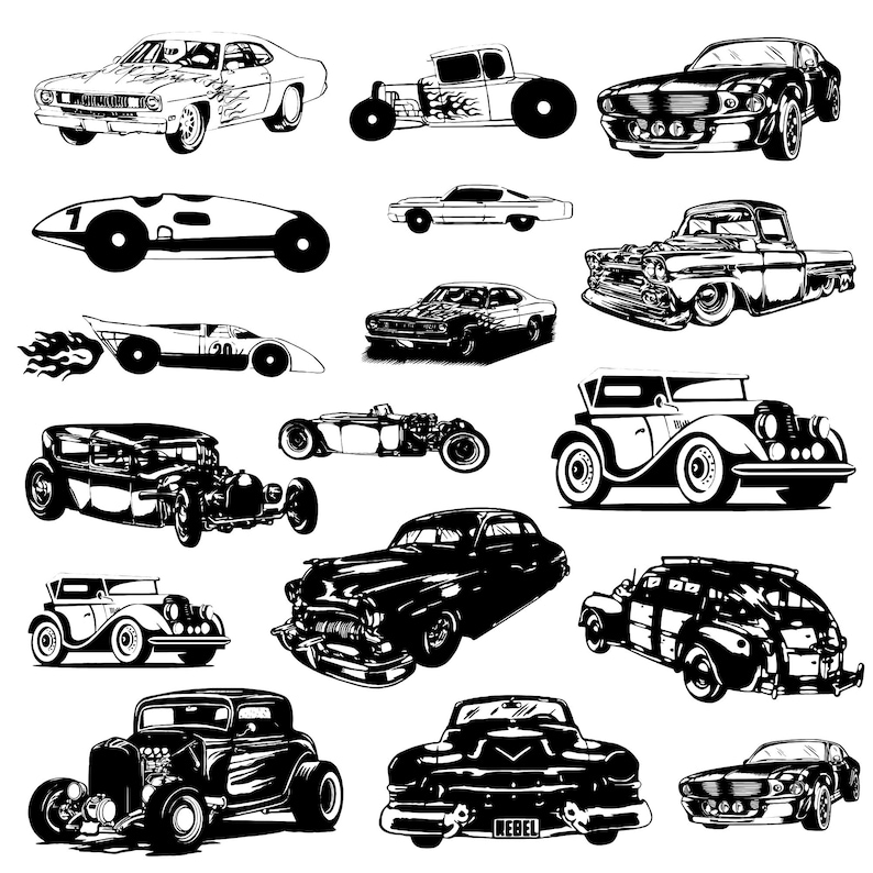 Hot Rod Svg Bundle, Hot Rod Clipart, Classic Car Vector, Vintage Car ...