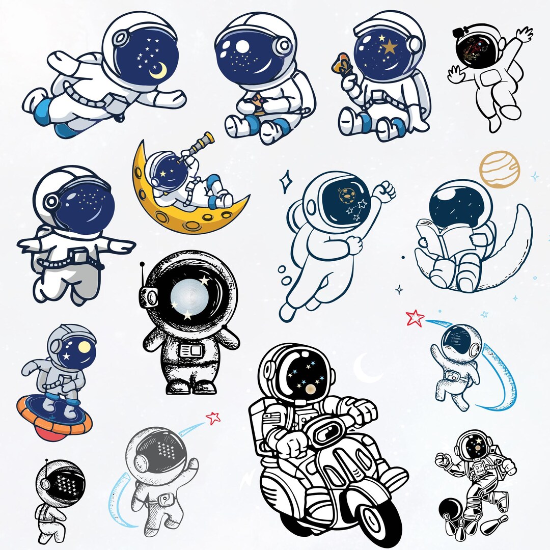 Astronaut Svg Bundle, Spaceman Clipart, Kid Astronaut Vector, Funny ...