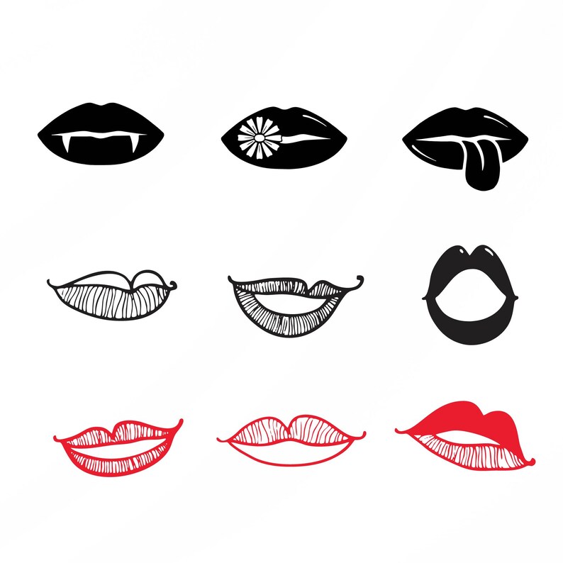 Lips Svg Bundle, Lips Clipart for Cricut, Sassy Lips Silhouette, Red ...