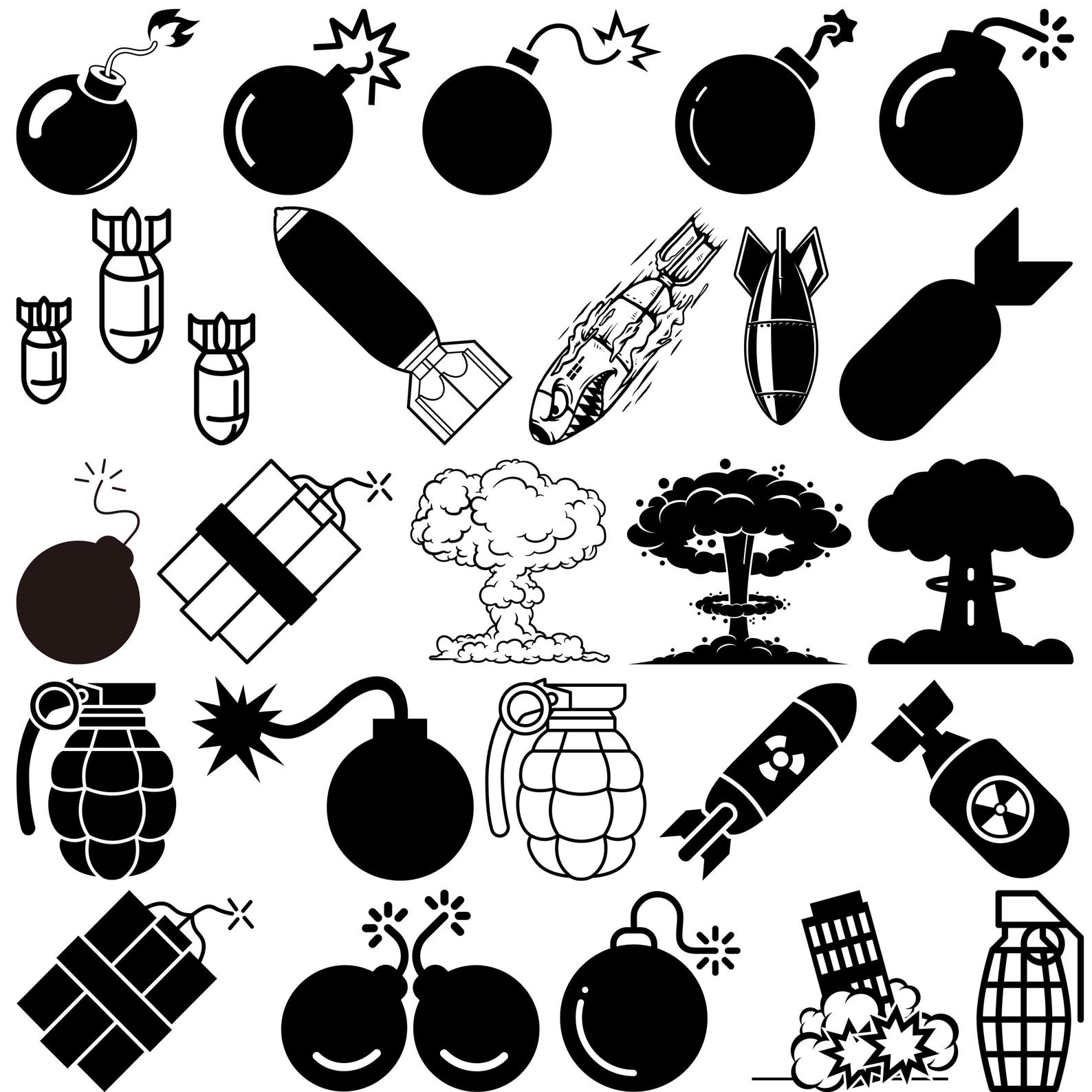 Bomb Svg Bundle, Explosion Clipart for Cricut, Bomb Silhouette, Bomb ...