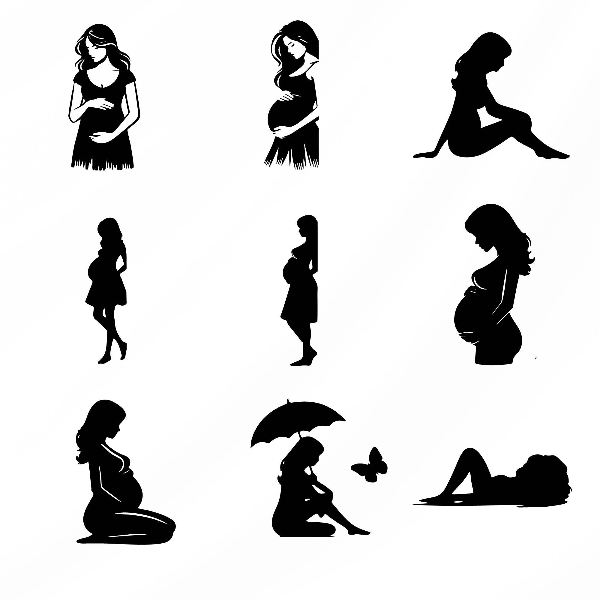 Pregnancy Svg Bundle, Pregnant Woman Clipart for Cricut, Pregnancy ...