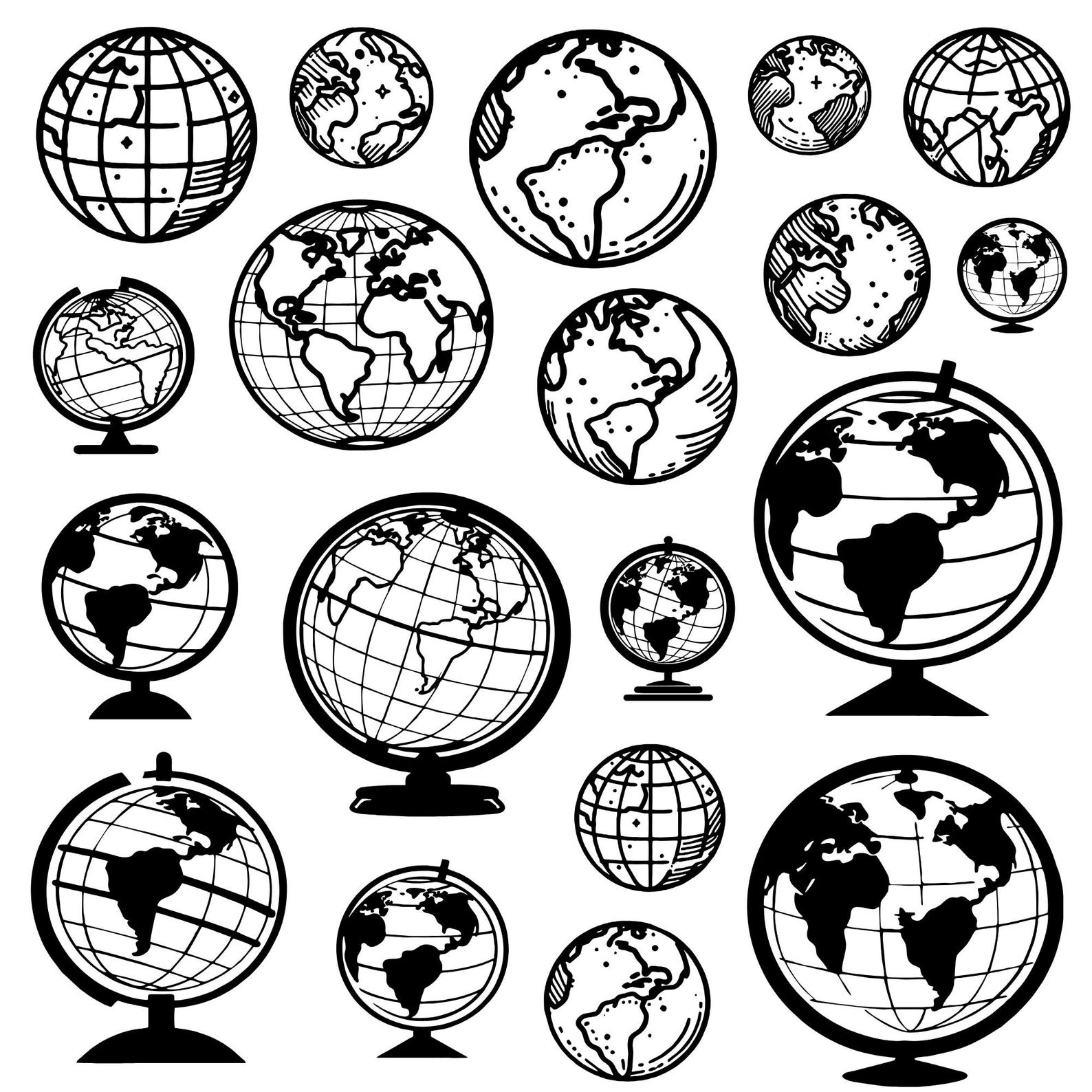 Globe Svg Bundle, Globe Clipart, World Globe Vector, Planet Decal ...