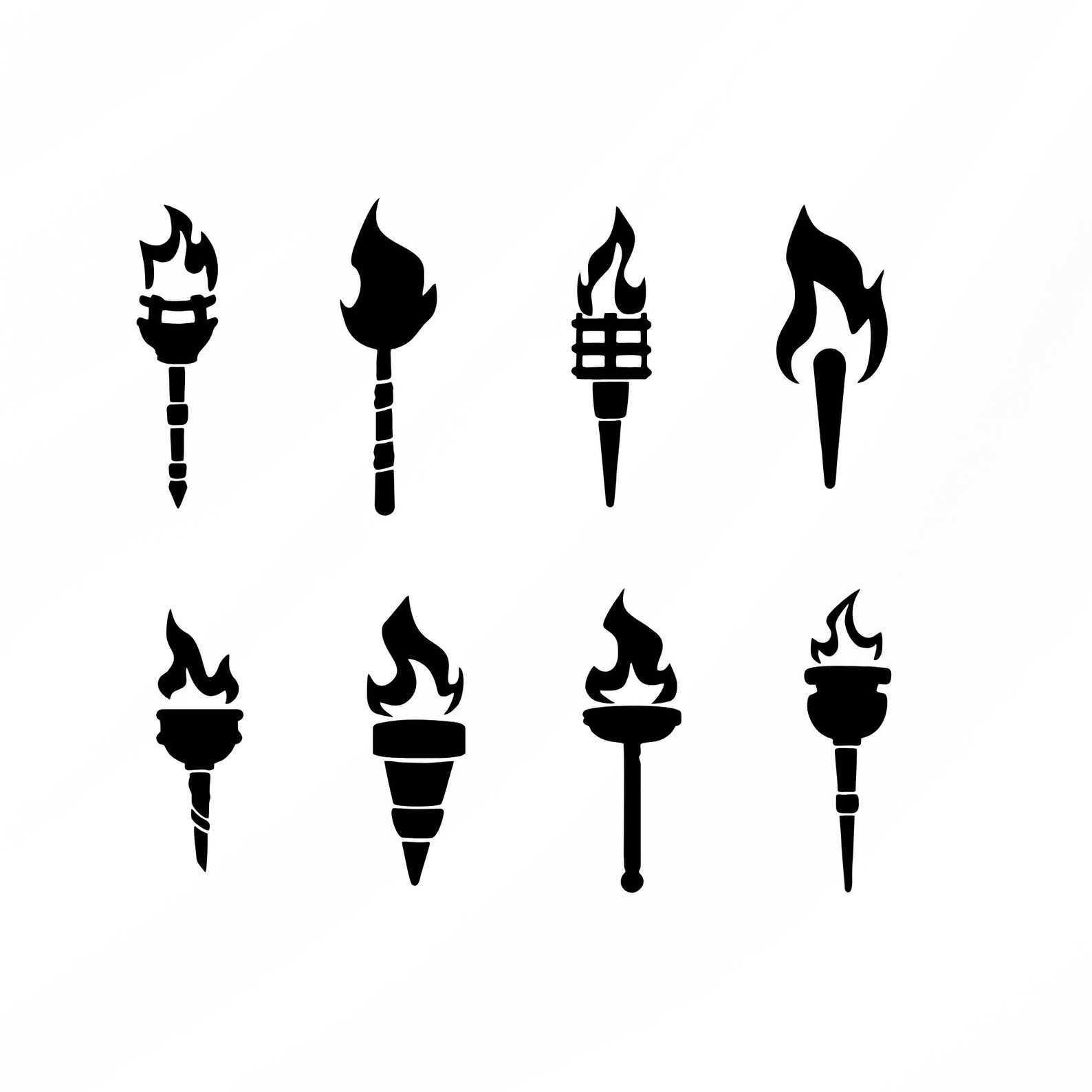 Torch Svg Bundle, Burning Torch Clipart for Cricut, Torch Silhouette ...