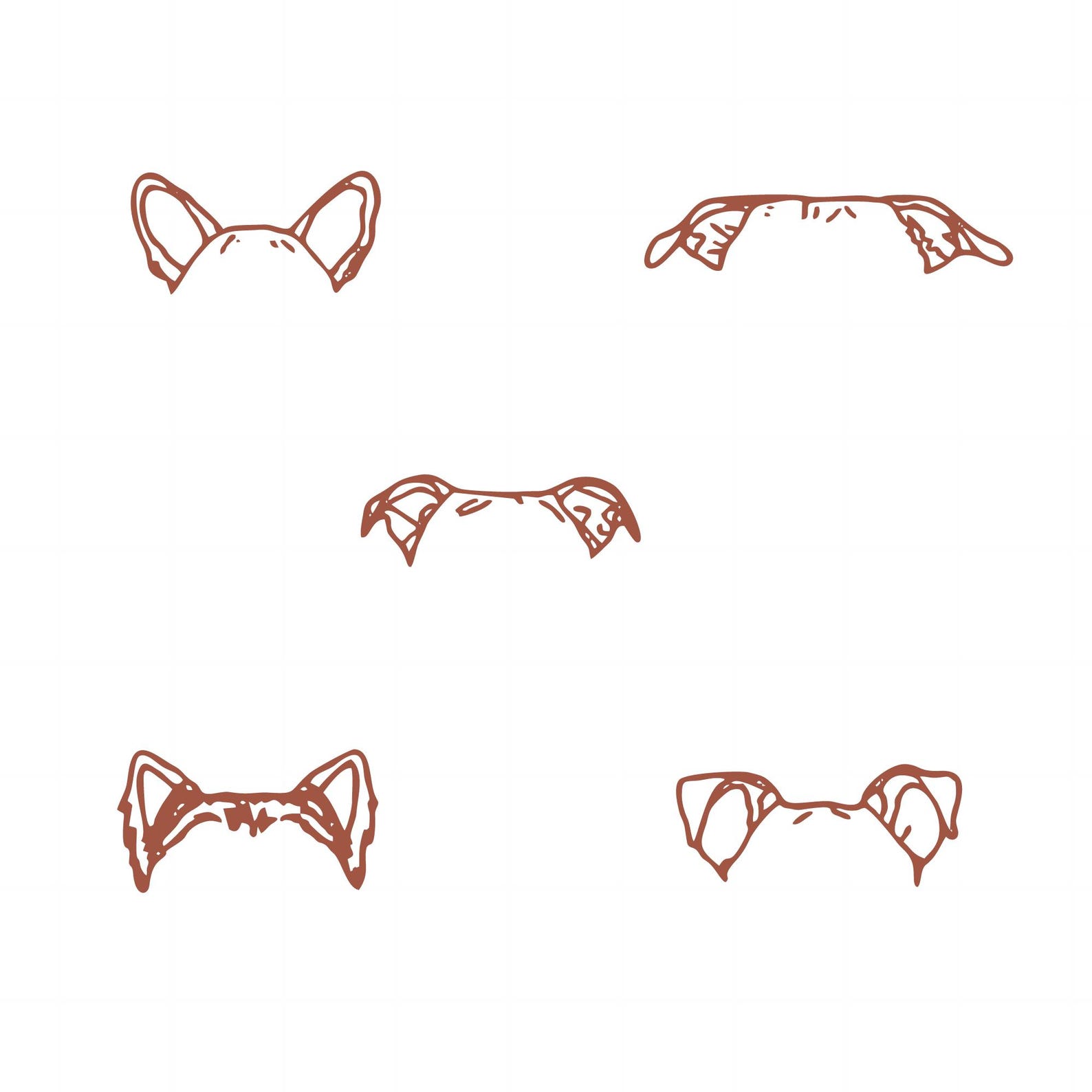 Dog Breed Ears Svg Bundle, Dog Ear Outline Clipart for Cricut, Dog Ear ...