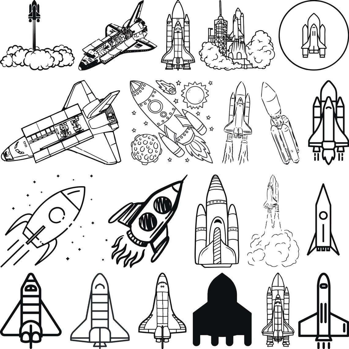 Rocket Svg Bundle, Rocket Clipart for Cricut, Spaceship Vector, Space ...