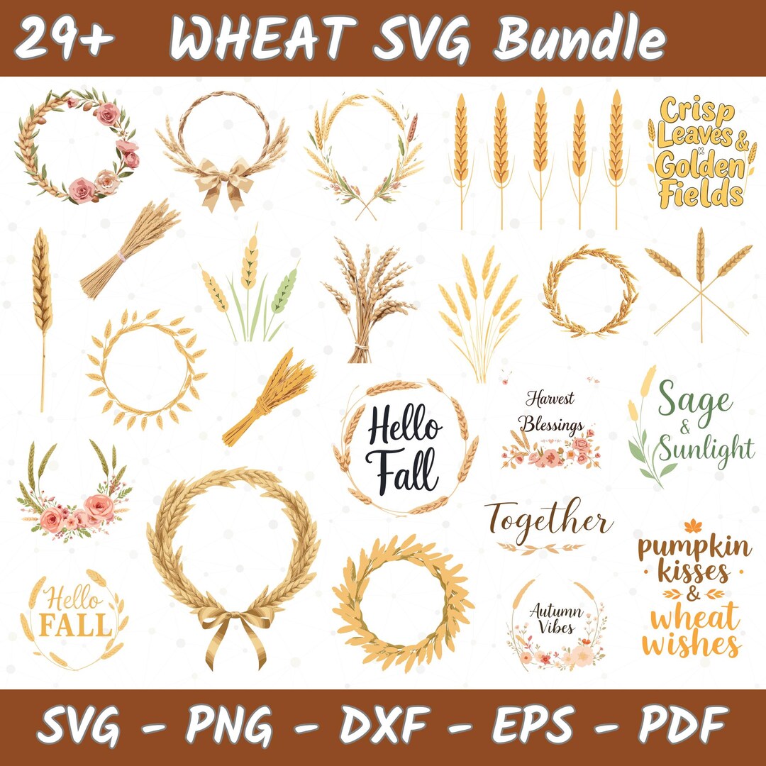 WHEAT SVG Bundle, GRAIN Svg Cut Files for Cricut, Wheat Clipart, Wheat ...