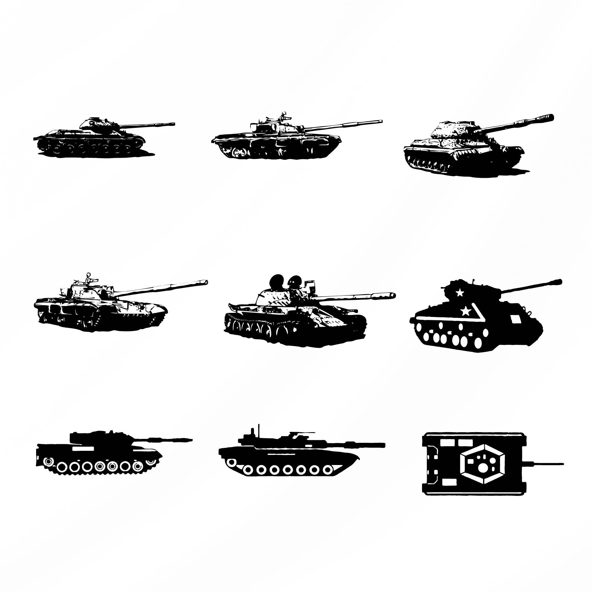 Tank Svg Bundle, Military Tank Clipart for Cricut, Tank Silhouette ...
