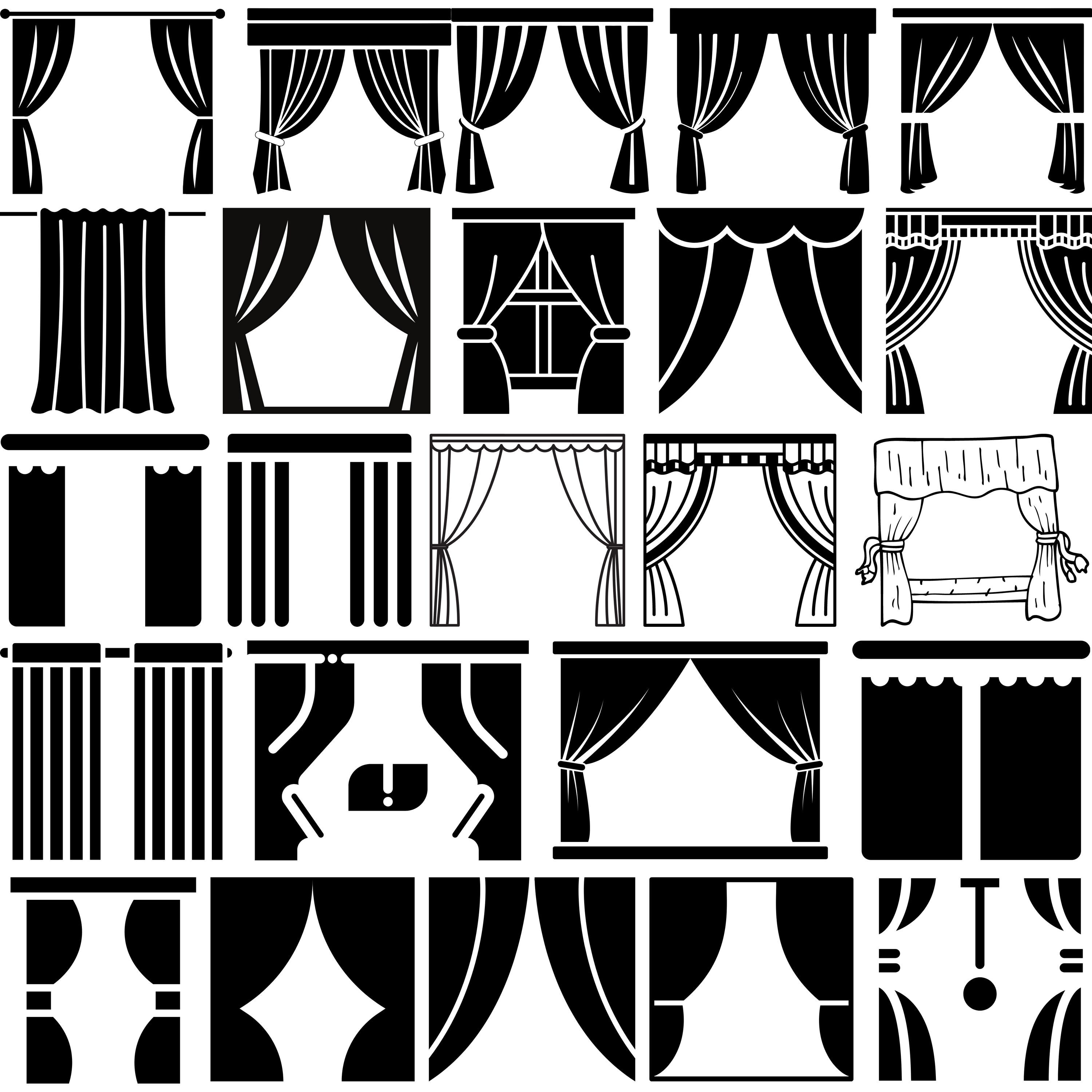 Curtains Svg Bundle, Curtains Clipart for Cricut, Curtains Silhouette ...