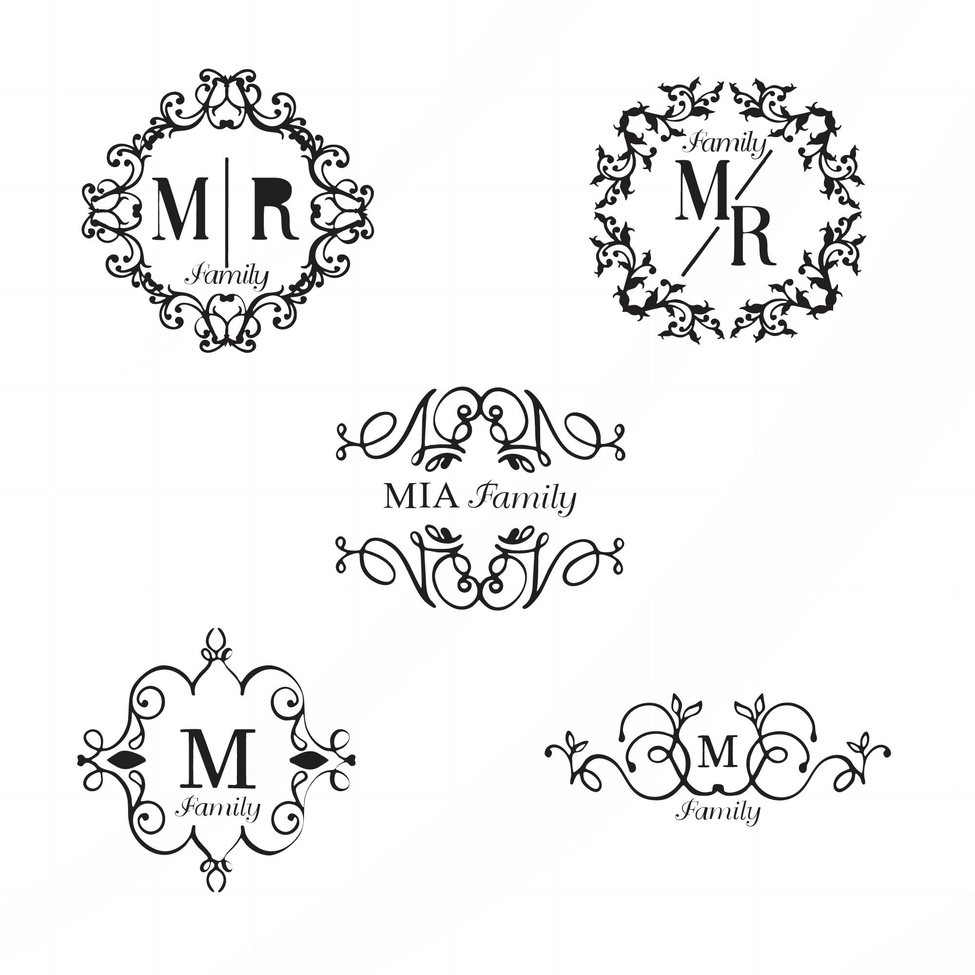 Family Name Monogram Svg Bundle, Family Name Monogram Clipart for ...