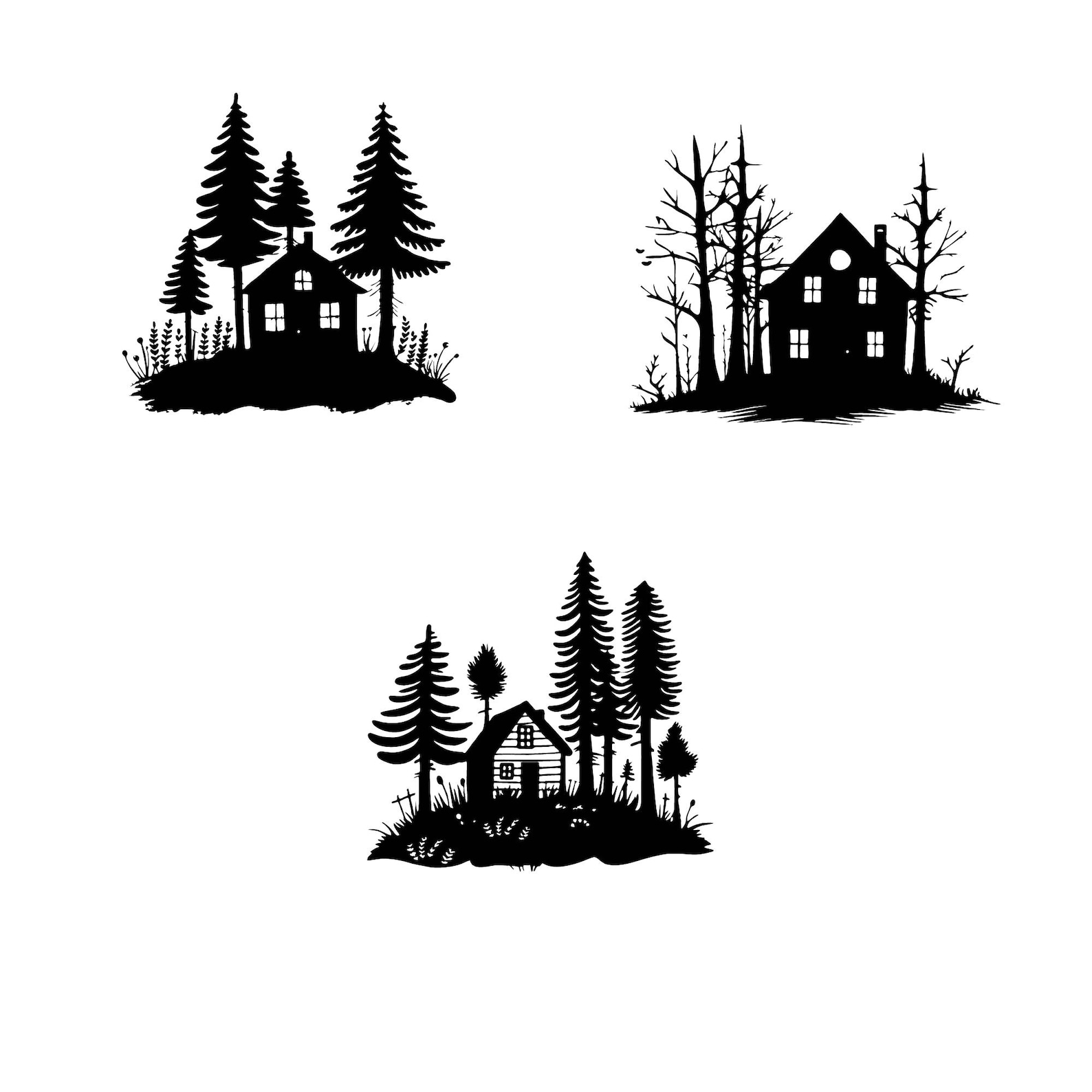 Log Cabin Svg Bundle, Wooden Cabin Clipart for Cricut, Cabin Silhouette ...