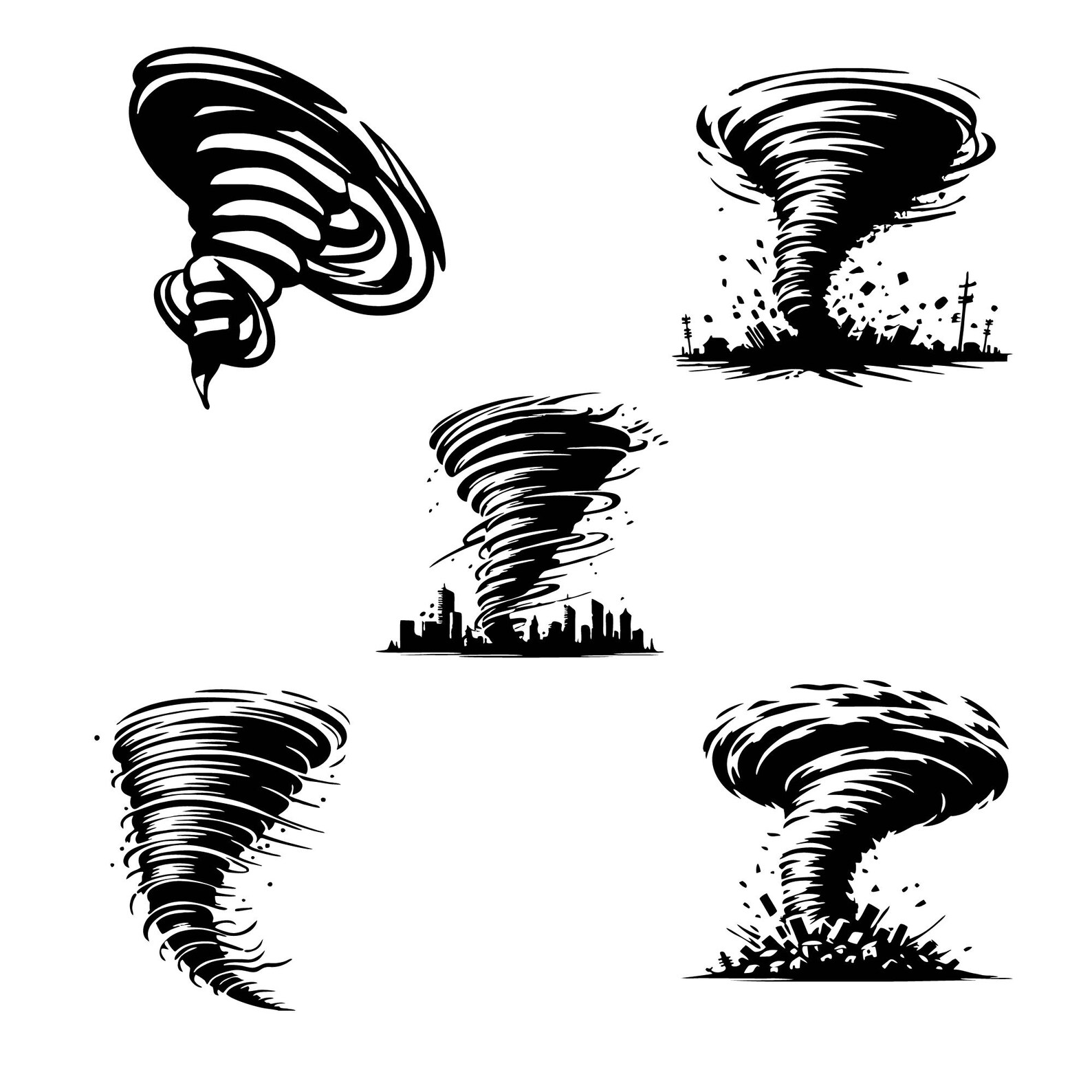 Tornado Svg Bundle, Tornado Clipart for Cricut, Strom Silhouette ...