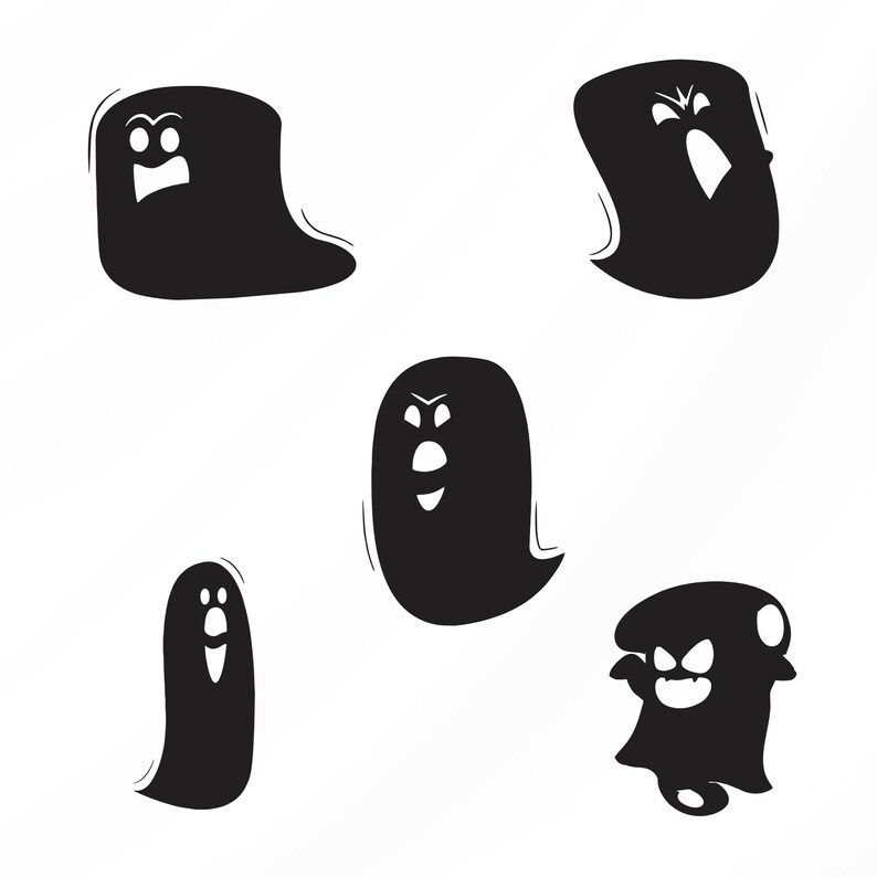 Ghost Face Svg Bundle, Halloween Clipart for Cricut, Boo Vector, Ghost ...