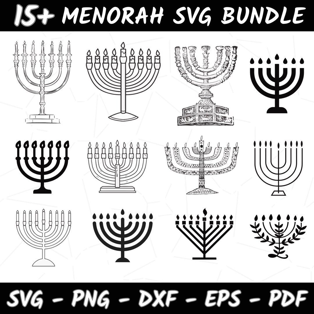 Menorah SVG Bundle, Menorah Clipart, Menorah Cut Files for Cricut, PNG ...