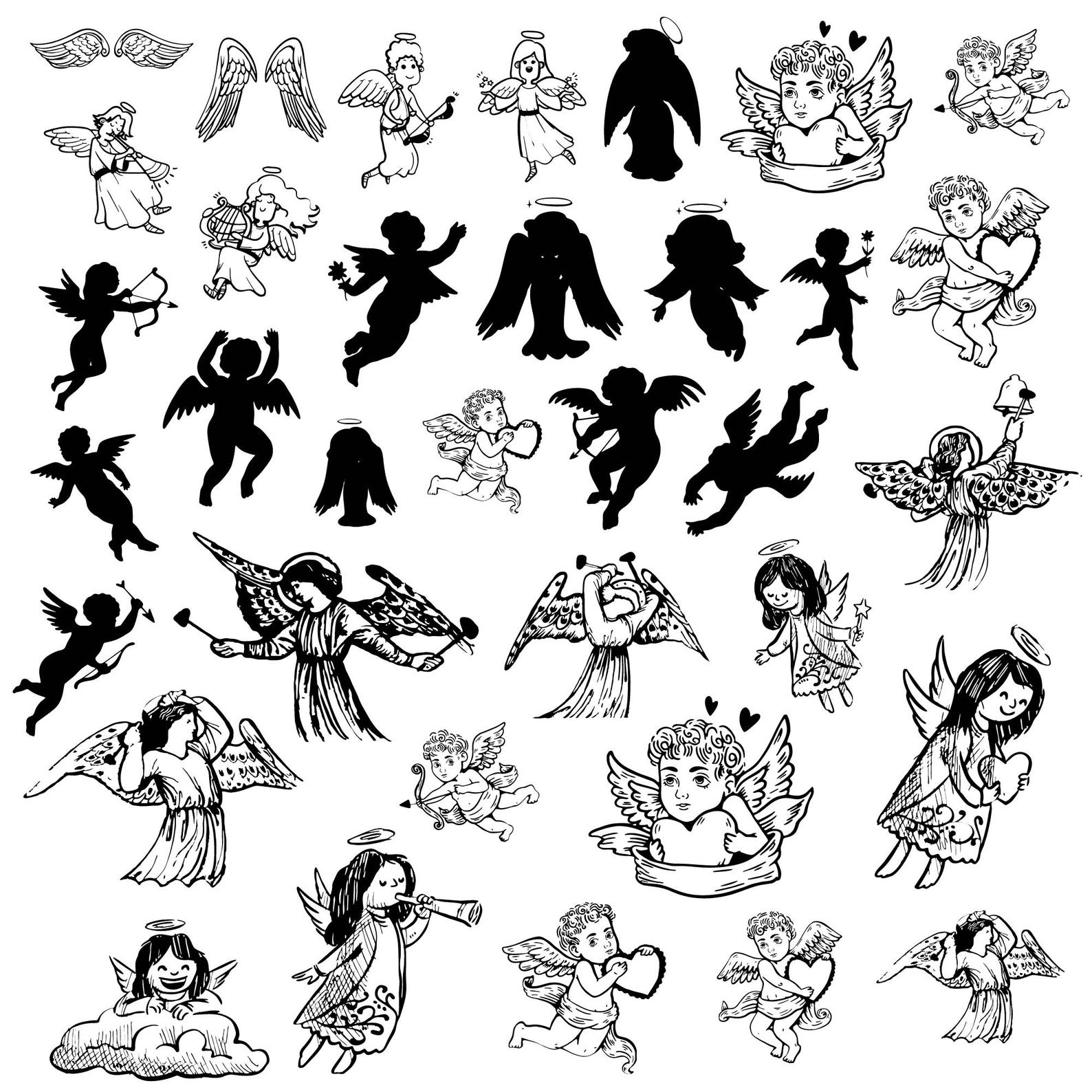 Angel Svg Bundle, Angel Clipart for Cricut, Angel Silhouette, Angel ...