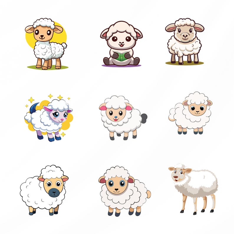 Sheep Svg Bundle, Sheep Clipart for Cricut, Cute Sheep Silhouette, Baby ...