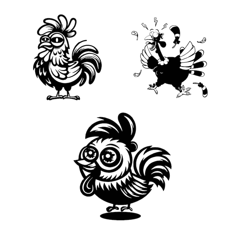 Chicken Svg Bundle, Crazy Chicken Clipart, Funny Chicken Vector, Chick ...