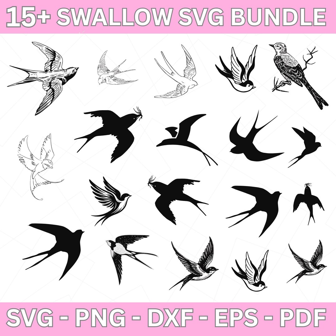 Swallow SVG Bundle, Swallow Clipart, Swallow Cut Files, Swallows Svg ...