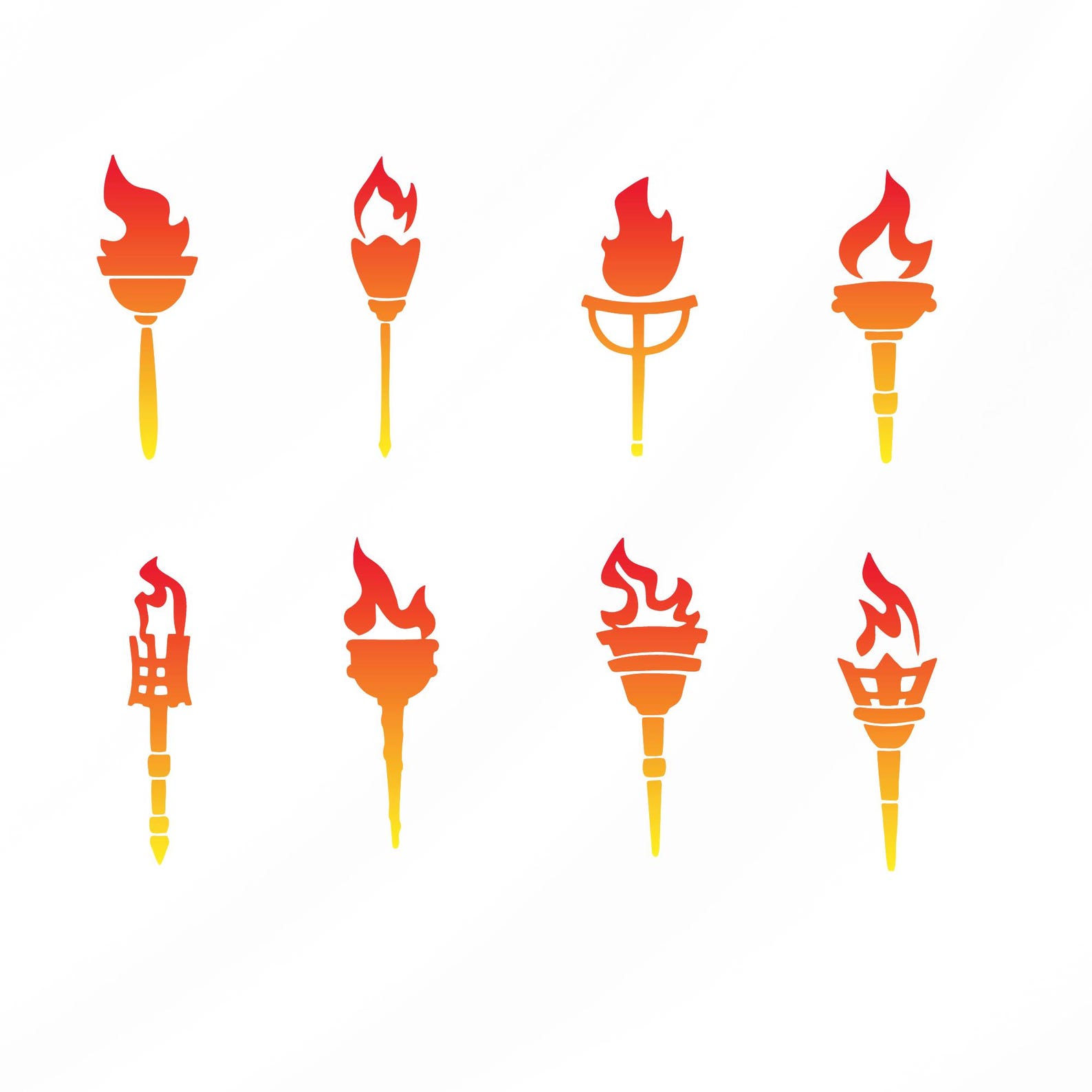 Torch Svg Bundle, Burning Torch Clipart for Cricut, Torch Silhouette ...