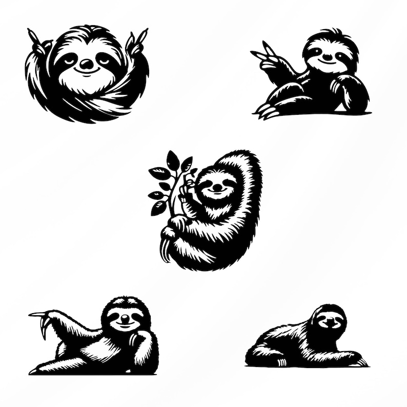 Sloth Svg Bundle, Sloth Clipart for Cricut, Cute Sloth Silhouette ...