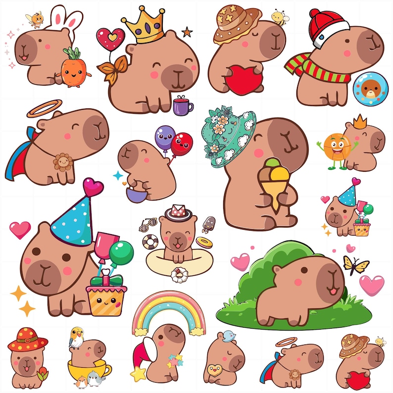 Cute Capybara PNG, Capybara SVG Bundle,funny Capybara Clipart,anime ...