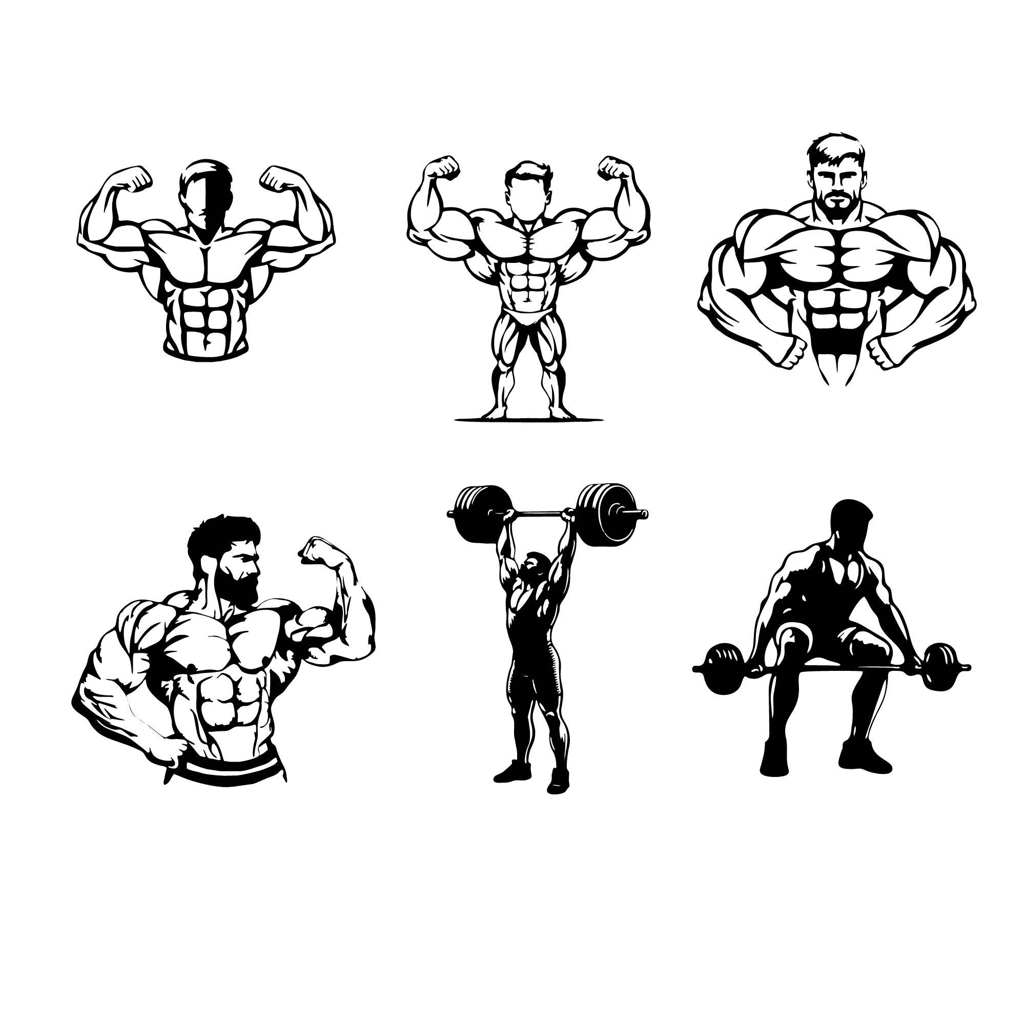 Bodybuilder Svg Bundle, Bodybuilder Clipart for Cricut, Exercise ...