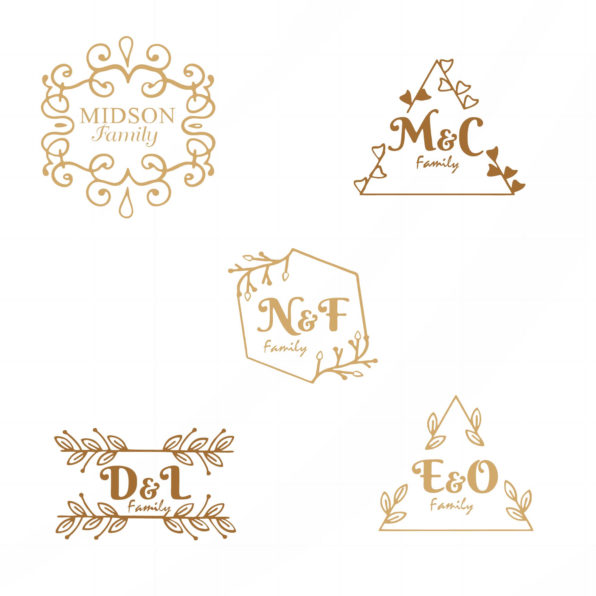Family Name Monogram Svg Bundle, Family Name Monogram Clipart for ...