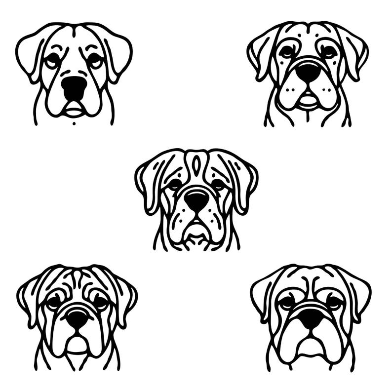 Boxer Dog Svg Bundle, Dog Clipart for Cricut, Dog Head Silhouette ...