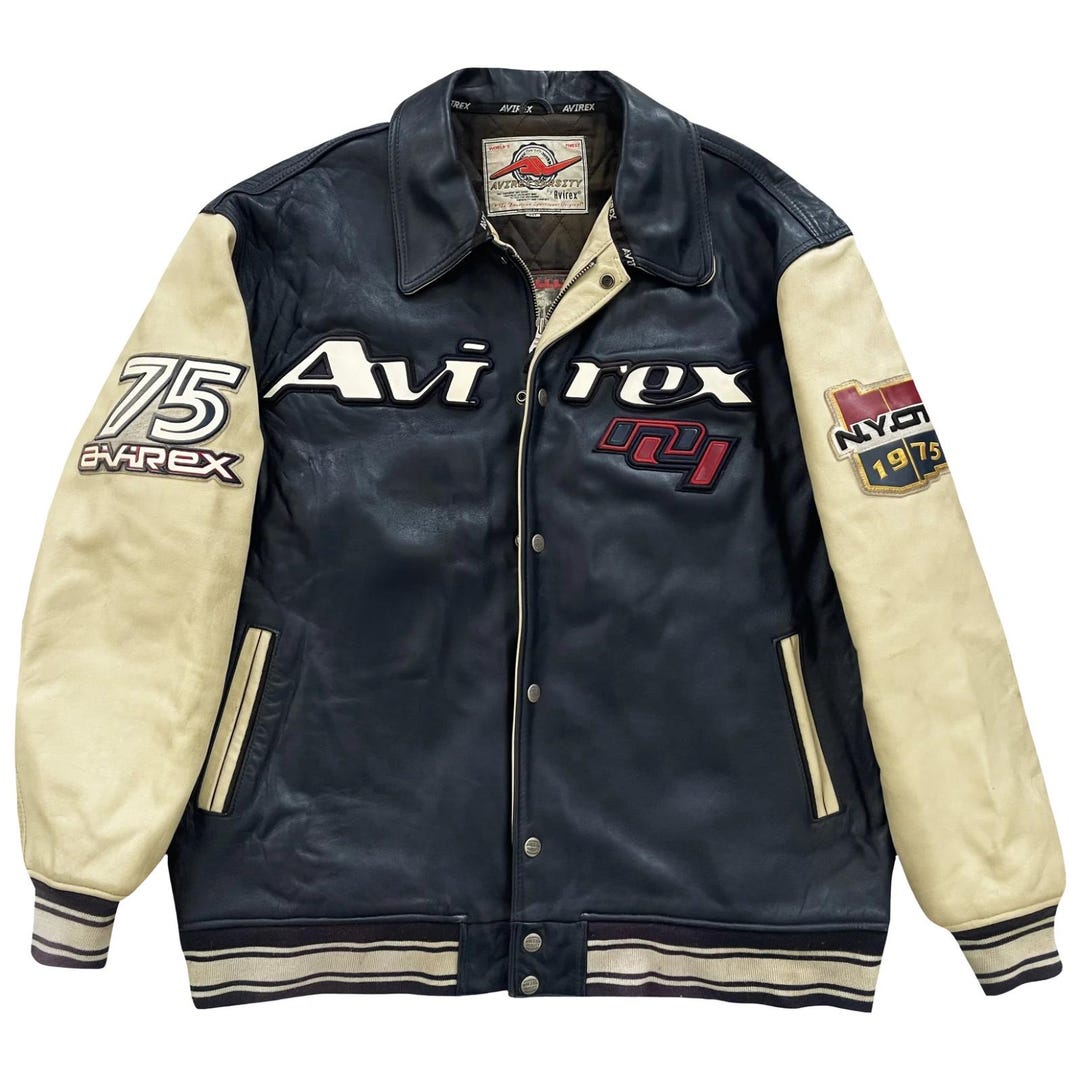 New Men's AVIREX 75 USA Edition Icon Jacket , Military Bomber Jacket, Original Cowhide Leather ...