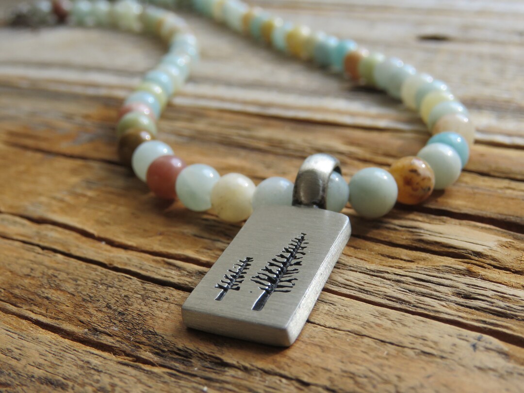 Rainbow Amazonite With Stainless Tree Charm Adjustable Necklace - Etsy