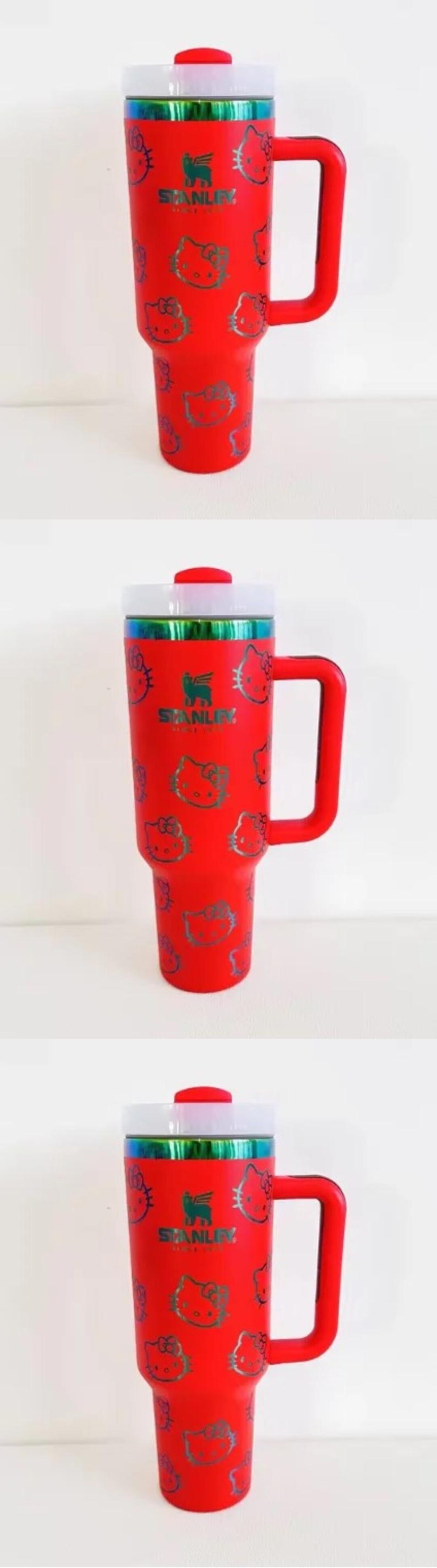 Hello Kitty Laser Engraved Cup rainbow Gold Copper Top Like Stanley ...