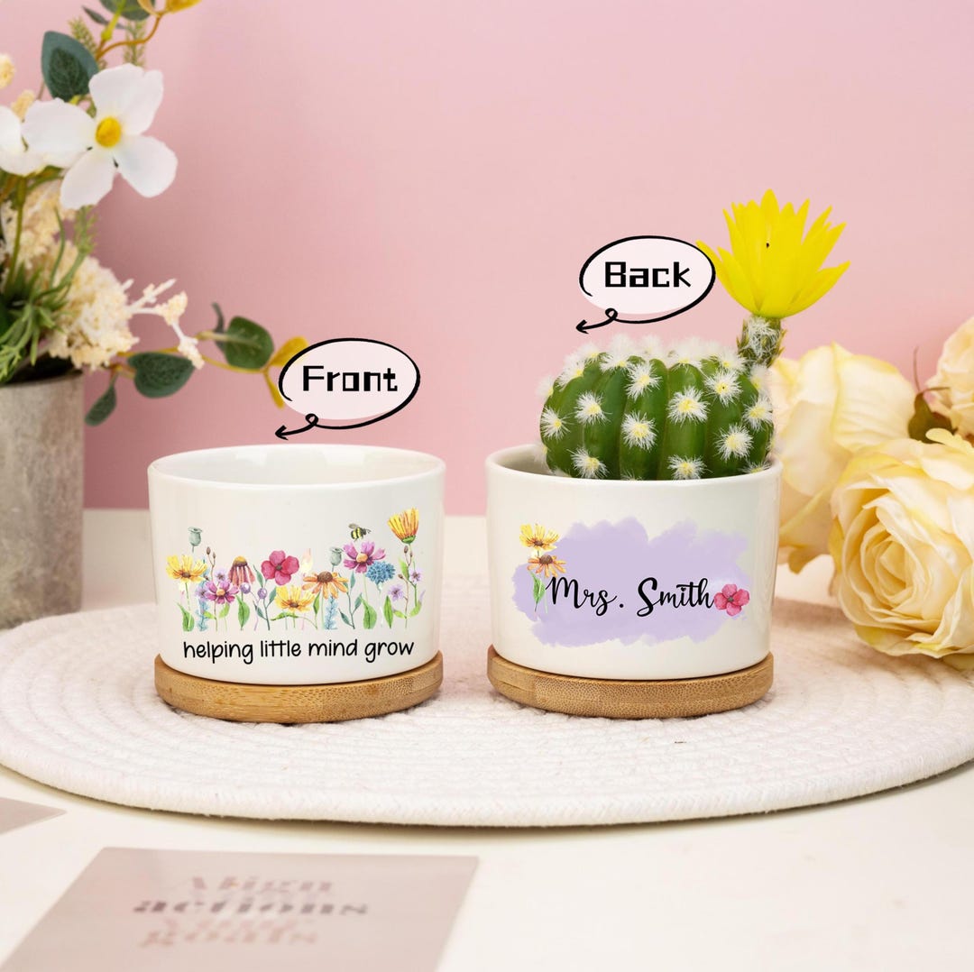 Teacher Flower Pot With Name,thank You for Helping Me Grow,teacher ...
