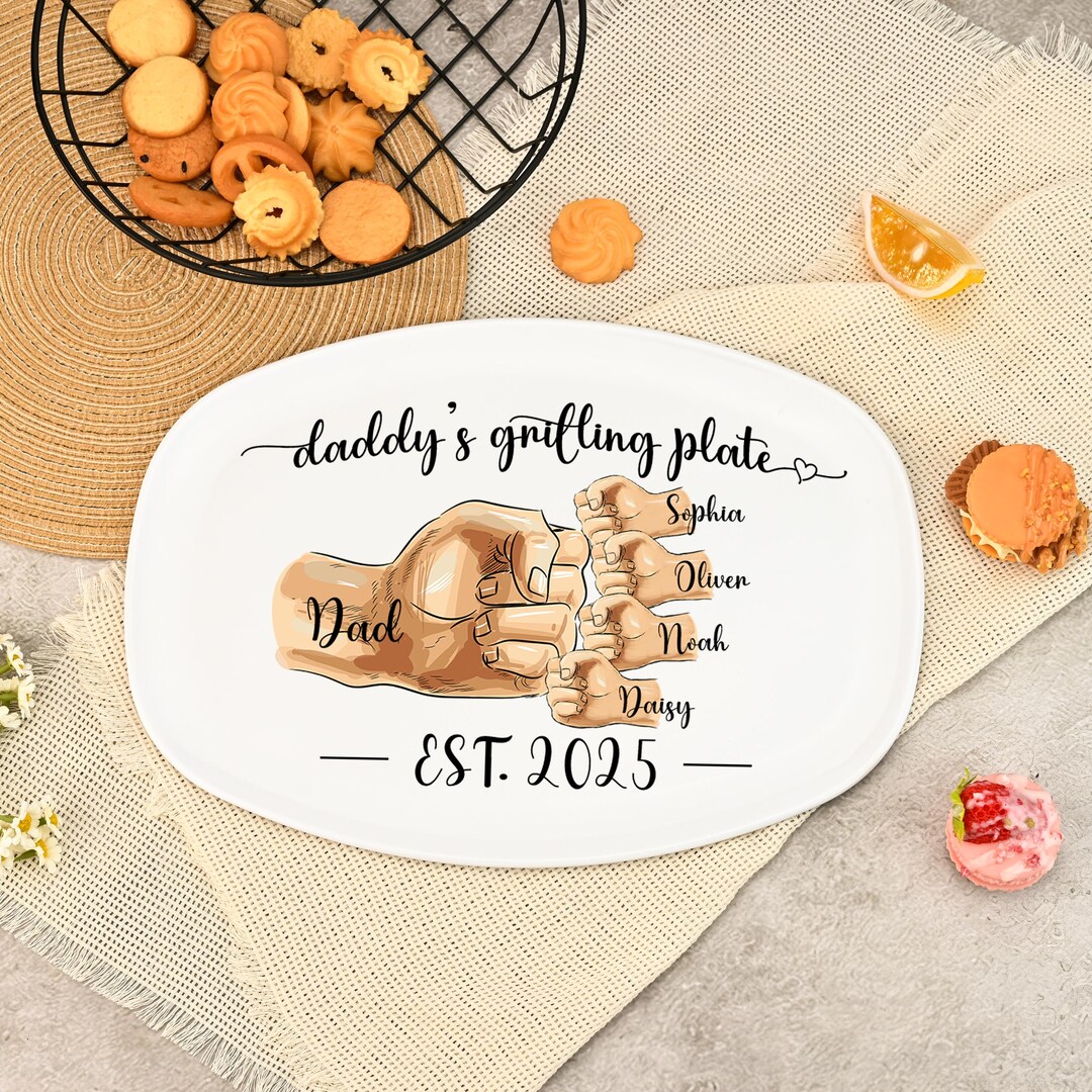 Custom Fist Bump Grilling Plate for Dad,daddy‘s Grilling Platter Custom ...
