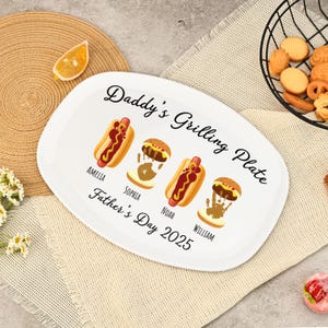 Custom Handprint Footprint Grilling Plate for Dad,personalized Father's ...