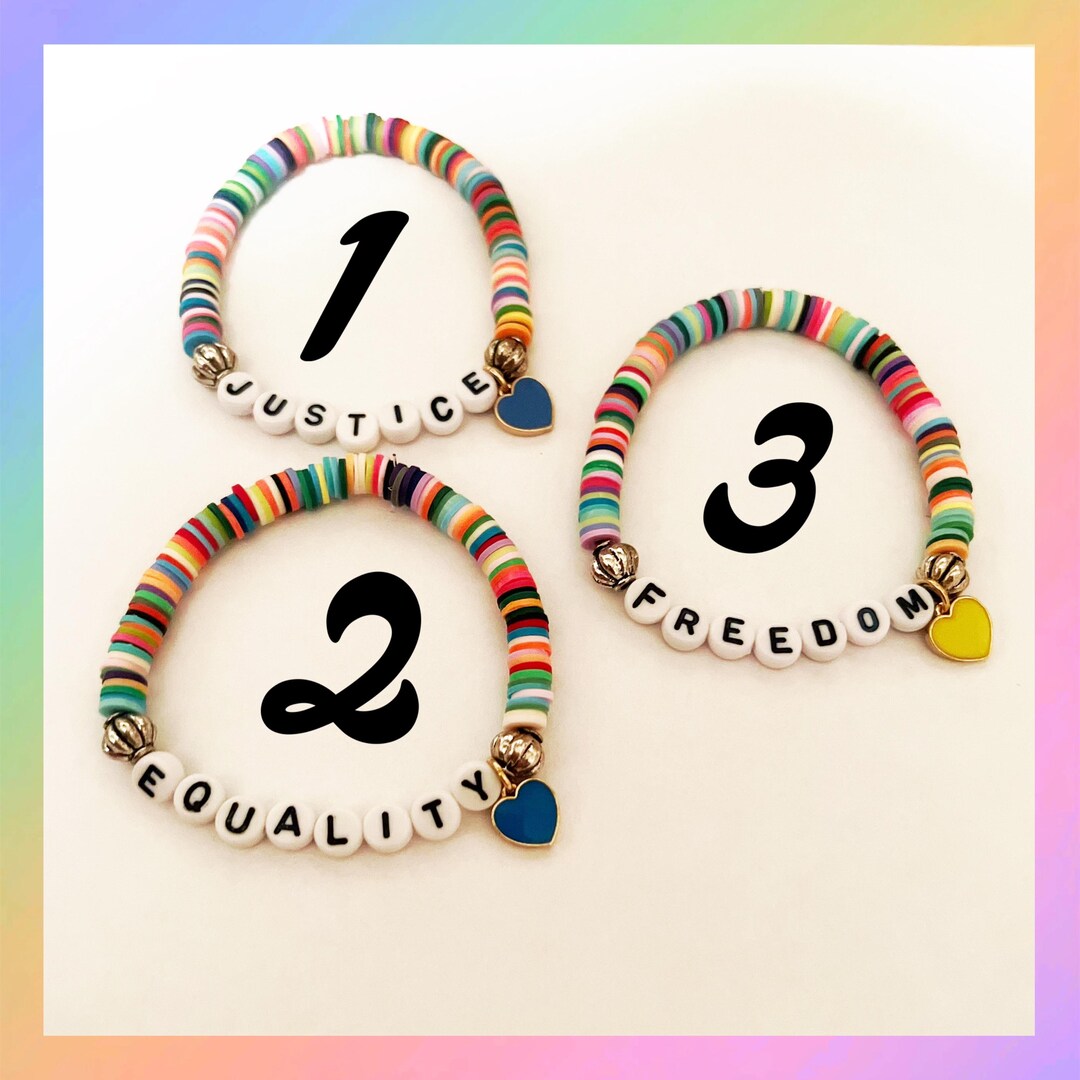 Kamala Harris Core Value Bracelets : Equality, Justice, Freedom Heart ...
