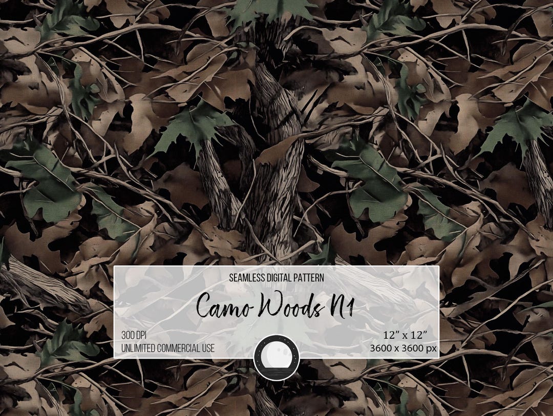 Woodland Camouflage Seamless Pattern | Realistic Forest Camo Design for ...