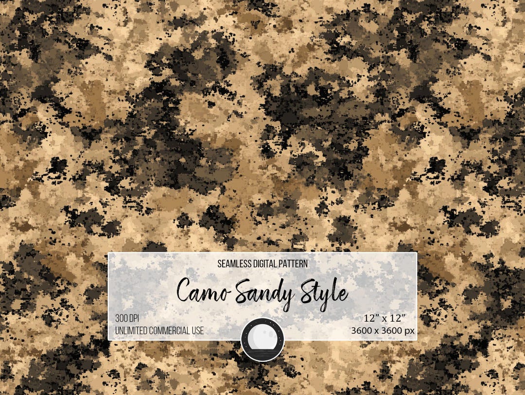 Sandy Camo Seamless Pattern | Desert Camouflage Digital Design for ...